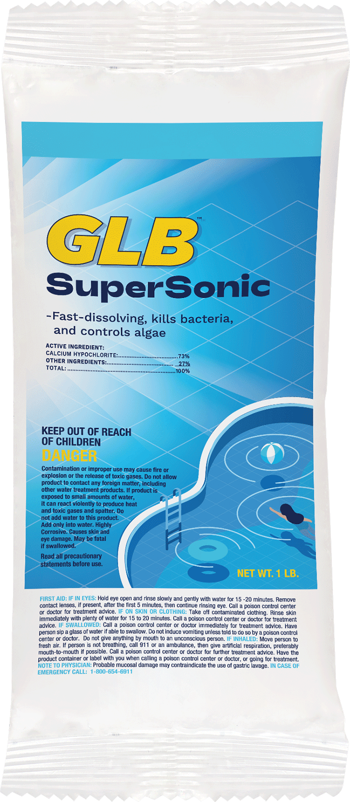 GLB Supersonic Pool Shock 1 lb – Fast Dissolving Chlorine Shock ...